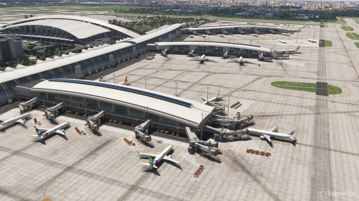 ZGGG Guangzhou Baiyun - FSLTL Static Aircraft (WF Scenery) 对于 Microsoft ...