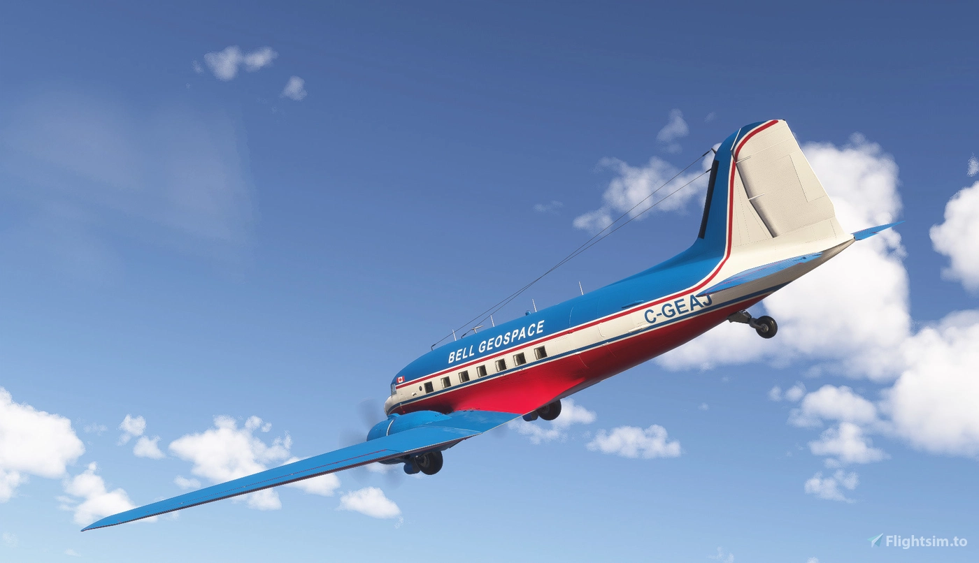 Douglas DC-3 Bell Geospace C-GEAJ para Microsoft Flight Simulator | MSFS