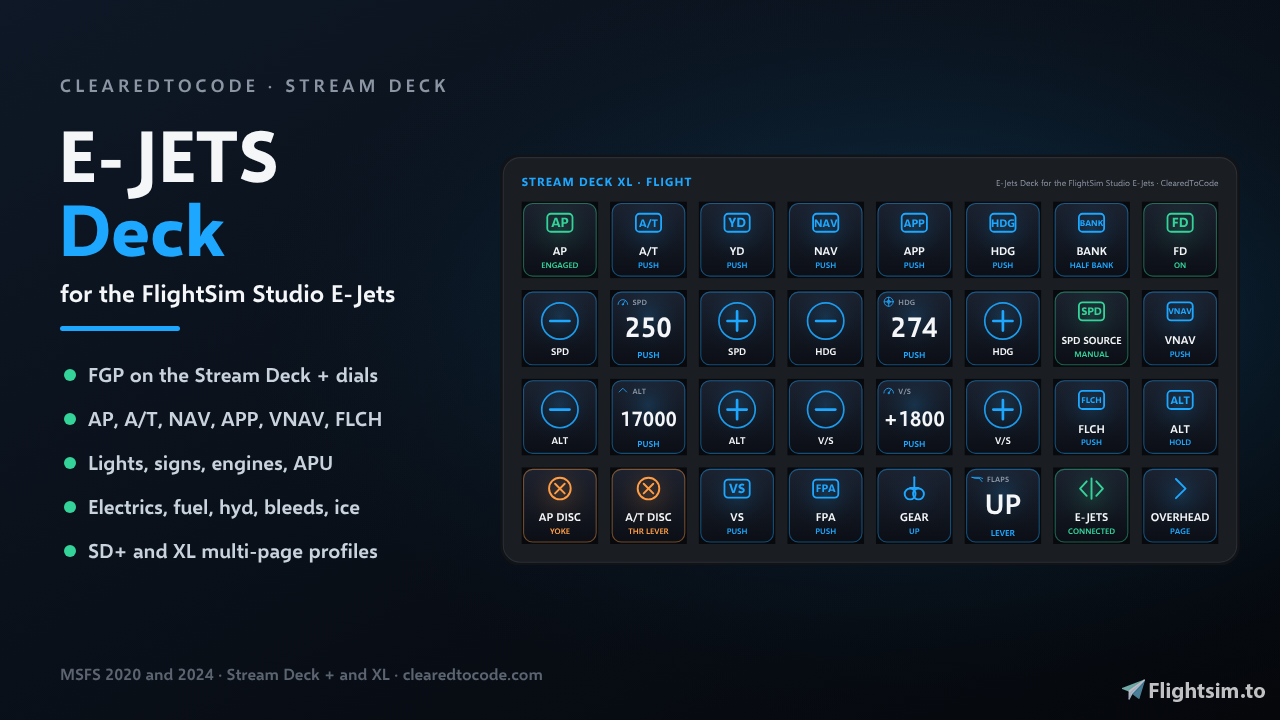 E-Jets Deck for the FlightSim Studio E-Jets – Stream Deck + & XL plugin ...