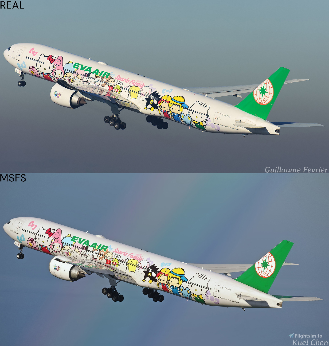 EVA AIR Sanrio Family “Hand in Hand” Jet (B-16703) w/Cabin | PMDG 777 ...