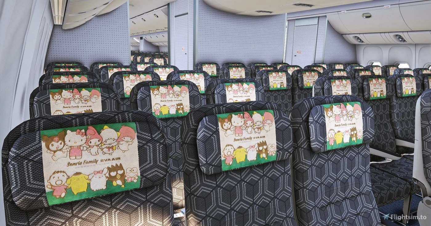 EVA AIR Sanrio Family “Hand in Hand” Jet (B-16703) w/Cabin | PMDG 777 ...