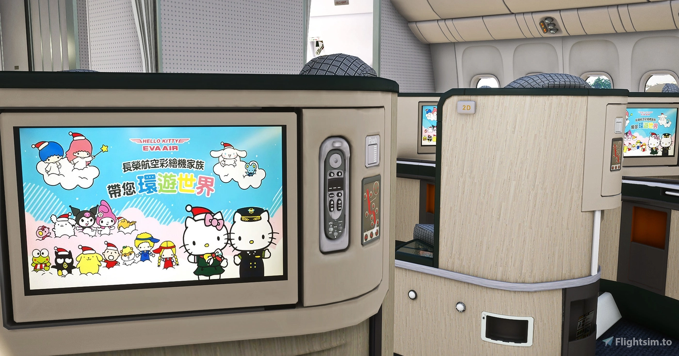 EVA AIR Sanrio Family “Hand in Hand” Jet (B-16703) w/Cabin | PMDG 777 ...