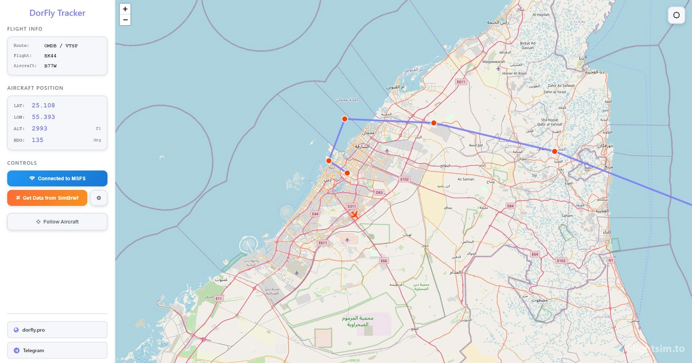 Map Tracker Dor_Fly para Microsoft Flight Simulator | MSFS