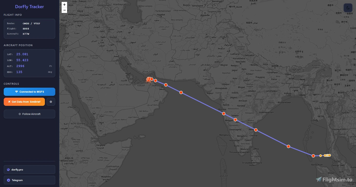 Map Tracker Dor_Fly para Microsoft Flight Simulator | MSFS