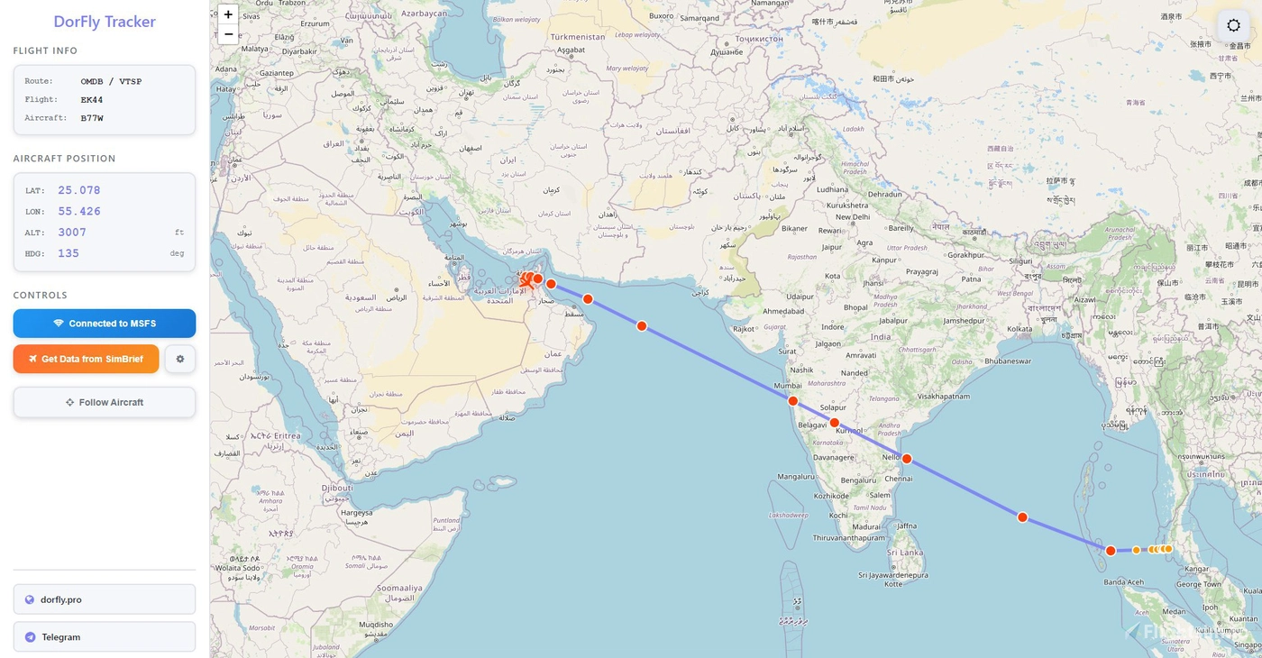 Map Tracker Dor_Fly para Microsoft Flight Simulator | MSFS