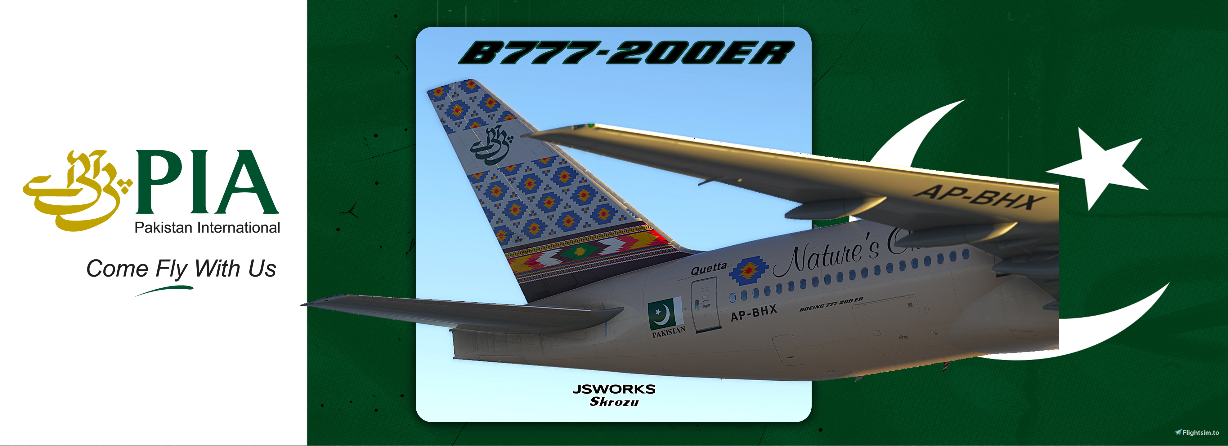 PMDG 777-200ER Pakistan International Airlines AP-BHX ( 2007) w/CABIN ...