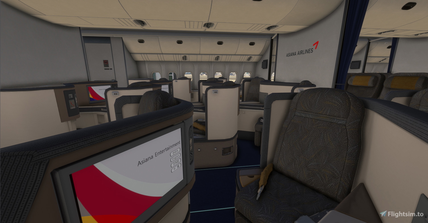 PMDG 777-300ER Asiana airlines (HL8284) w/cabin (4K) 对于 Microsoft ...