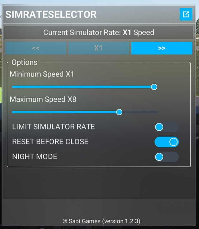 SIM RATE SELECTOR for Microsoft Flight Simulator | MSFS