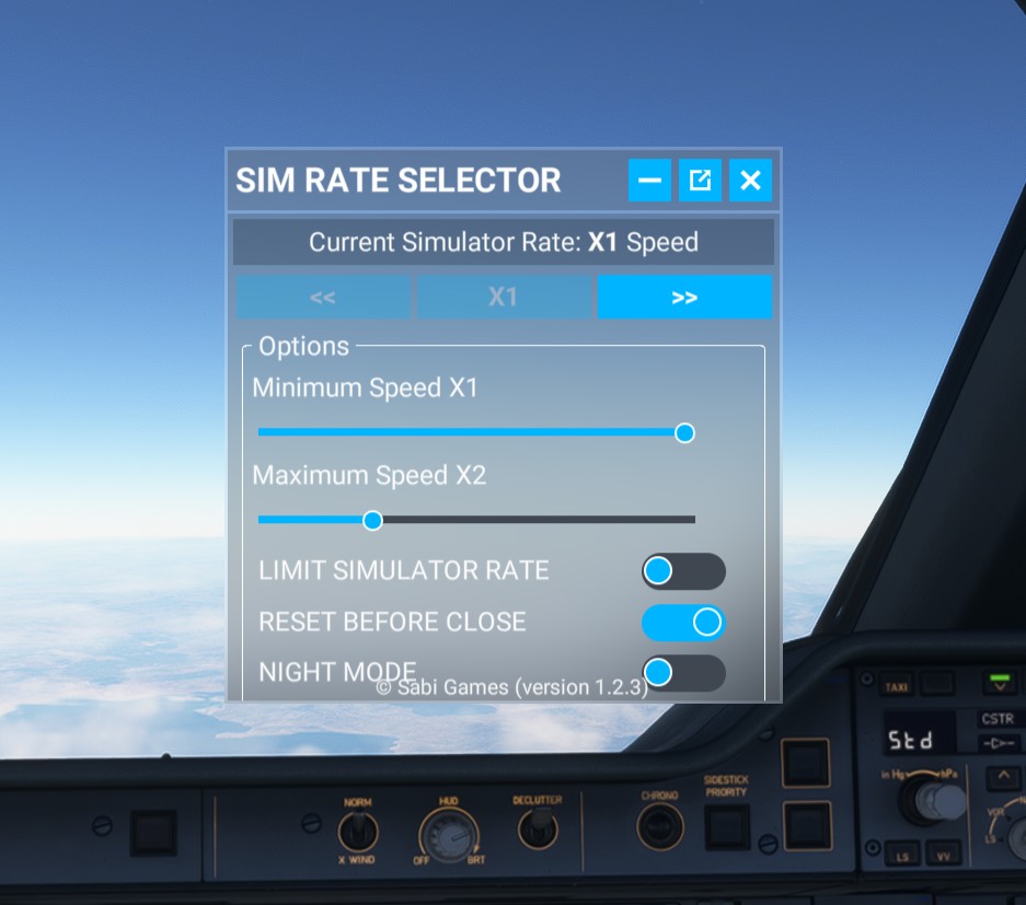 SIM RATE SELECTOR for Microsoft Flight Simulator | MSFS